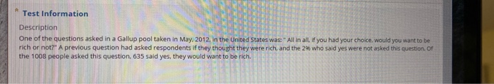 Solved Test Information Description One of the questions | Chegg.com