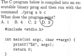 Solved The C program below is compiled into an executable | Chegg.com