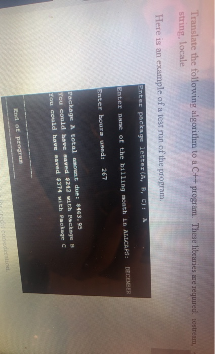 Solved Translate the following algorithm to a C++ program. | Chegg.com