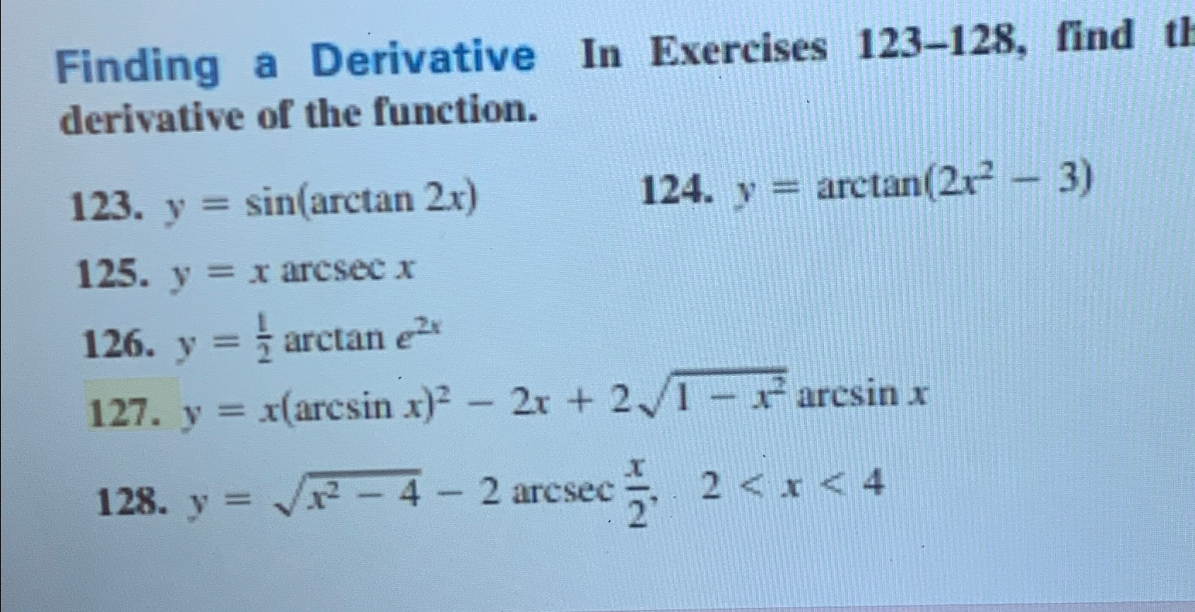 Solved Finding a Derivative In Exercises 123-128, ﻿find | Chegg.com