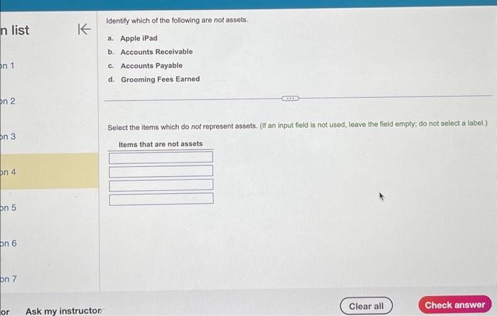 Solved n list on 1 on 2 on 3 on 4 on 5 on 6 on 7 or K Ask my | Chegg.com