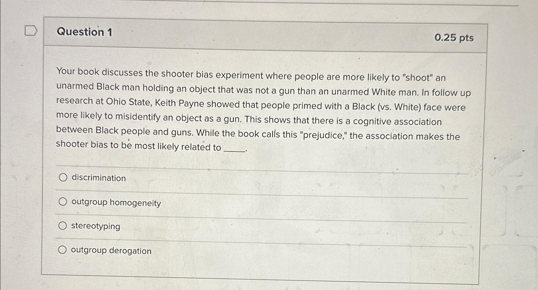 Solved Question 10.25 ﻿ptsYour book discusses the shooter | Chegg.com