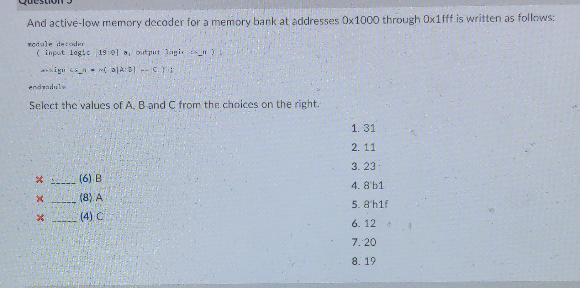 Solved And active-low memory decoder for a memory bank at | Chegg.com
