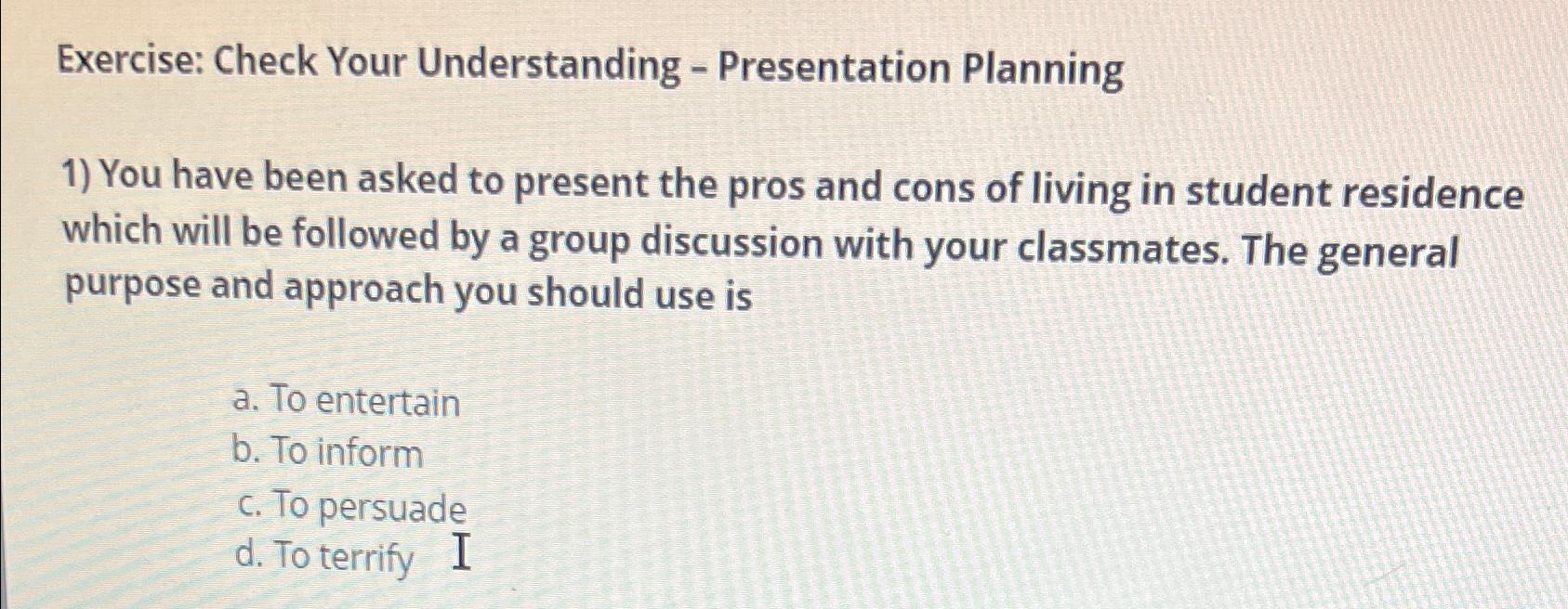 Solved Exercise: Check Your Understanding - ﻿Presentation | Chegg.com