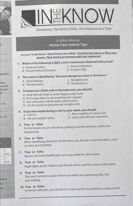 Solved IN KNOW Developing Top-Notch CNAS, One Inservice at a | Chegg.com