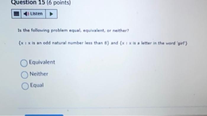 Solved is the following problem equal, equivalent, or | Chegg.com