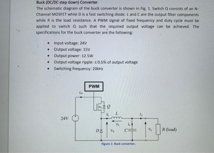 Solved Buck (DC/DC step down) Converter The schematic | Chegg.com