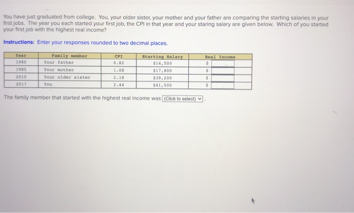 Solved You have just graduated from college. You, your older | Chegg.com
