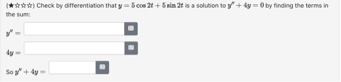 Solved the sum: y′′=4y= So y′′+4y= | Chegg.com