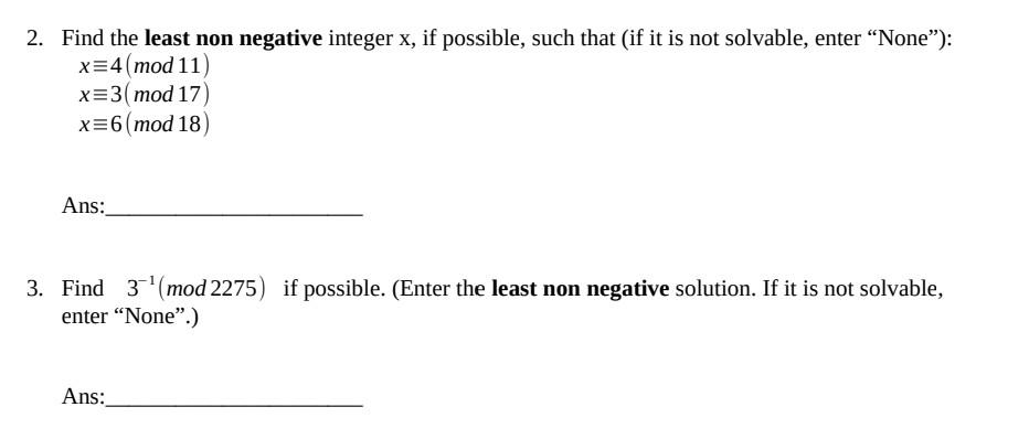 Solved 2. Find the least non negative integer x, if | Chegg.com