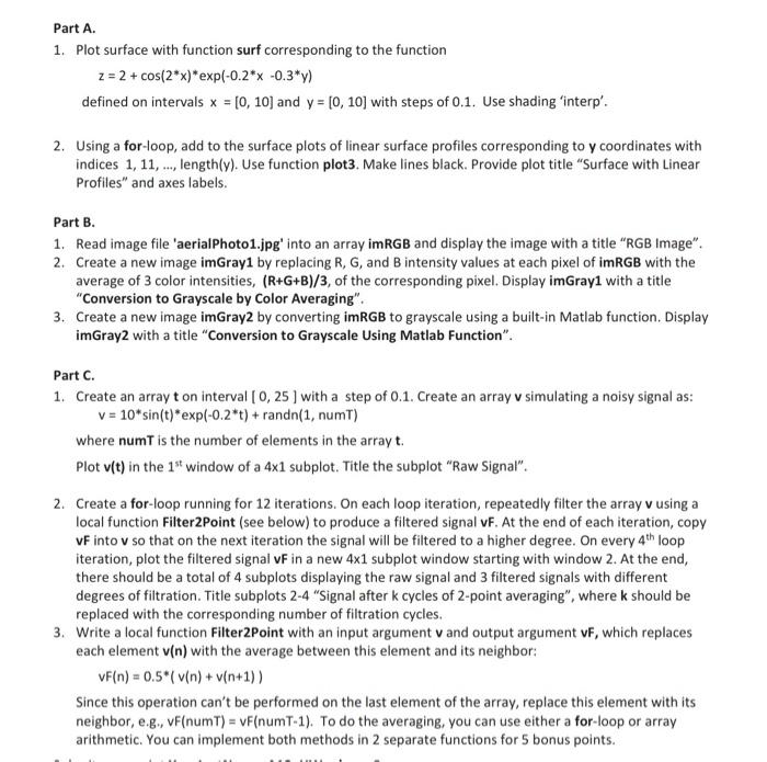 Part A. 1. Plot surface with function surf | Chegg.com