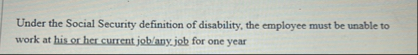 Solved Under the Social Security definition of disability, | Chegg.com
