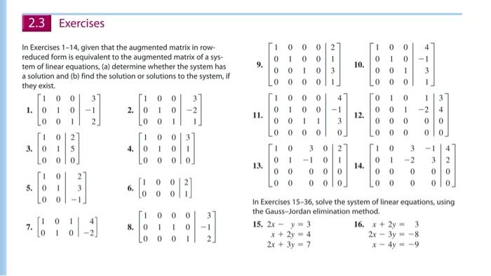 Solved 2.3 Exercises 9. In Exercises 1-14, given that the | Chegg.com