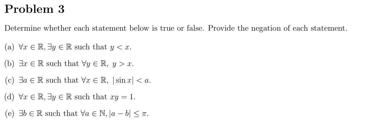 Solved Problem 3Determine whether each statement below is | Chegg.com