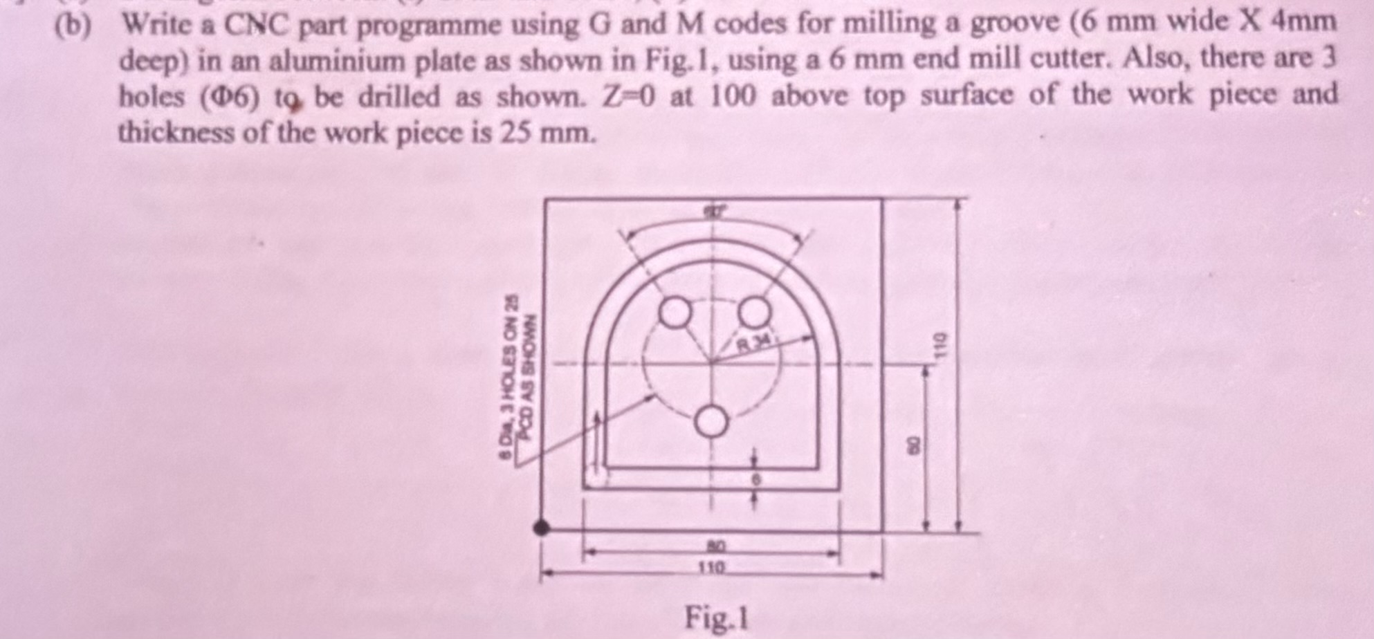 Solved (b) ﻿Write a CNC part programme using G ﻿and M ﻿codes | Chegg.com