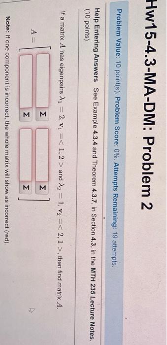 Solved Hw15-4.3-MA-DM: Problem 2 Problem Value: 10 point(s). | Chegg.com