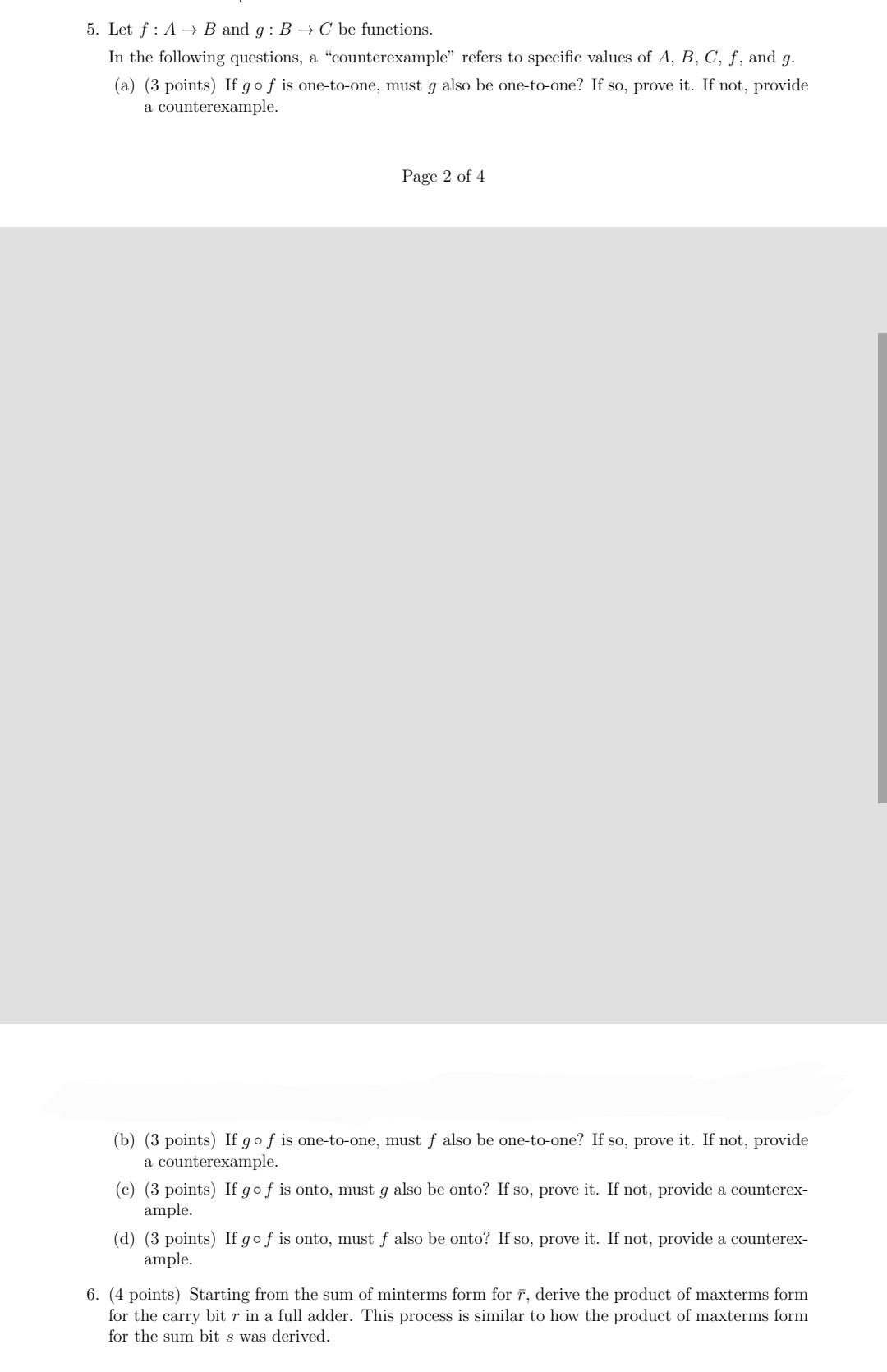 Solved 5. Let f: A + B and g: B C be functions. In the | Chegg.com