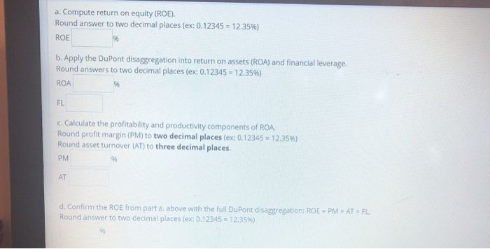 Solved Disaggregate Traditional DuPont ROE Graphical | Chegg.com