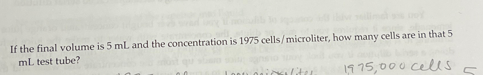 Solved If the final volume is 5mL ﻿and the concentration is | Chegg.com