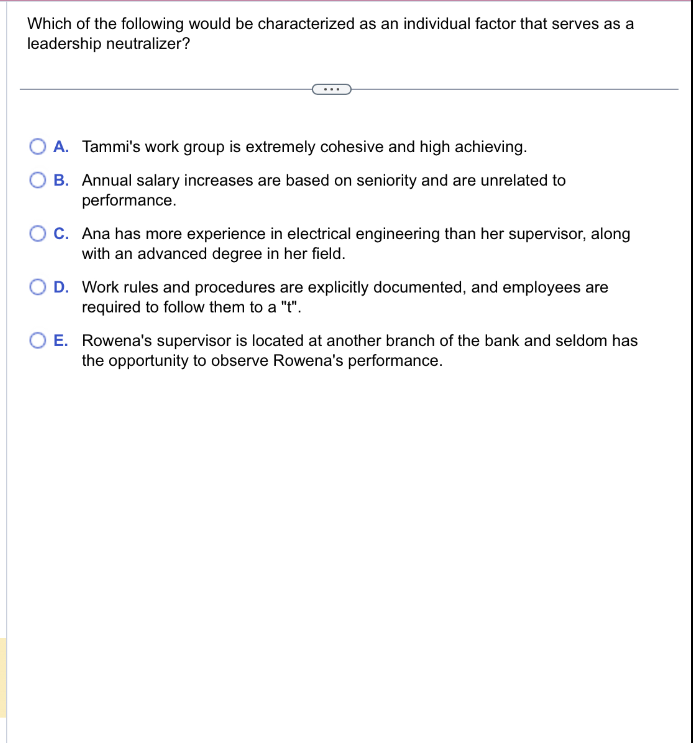 Solved Which of the following would be characterized as an | Chegg.com