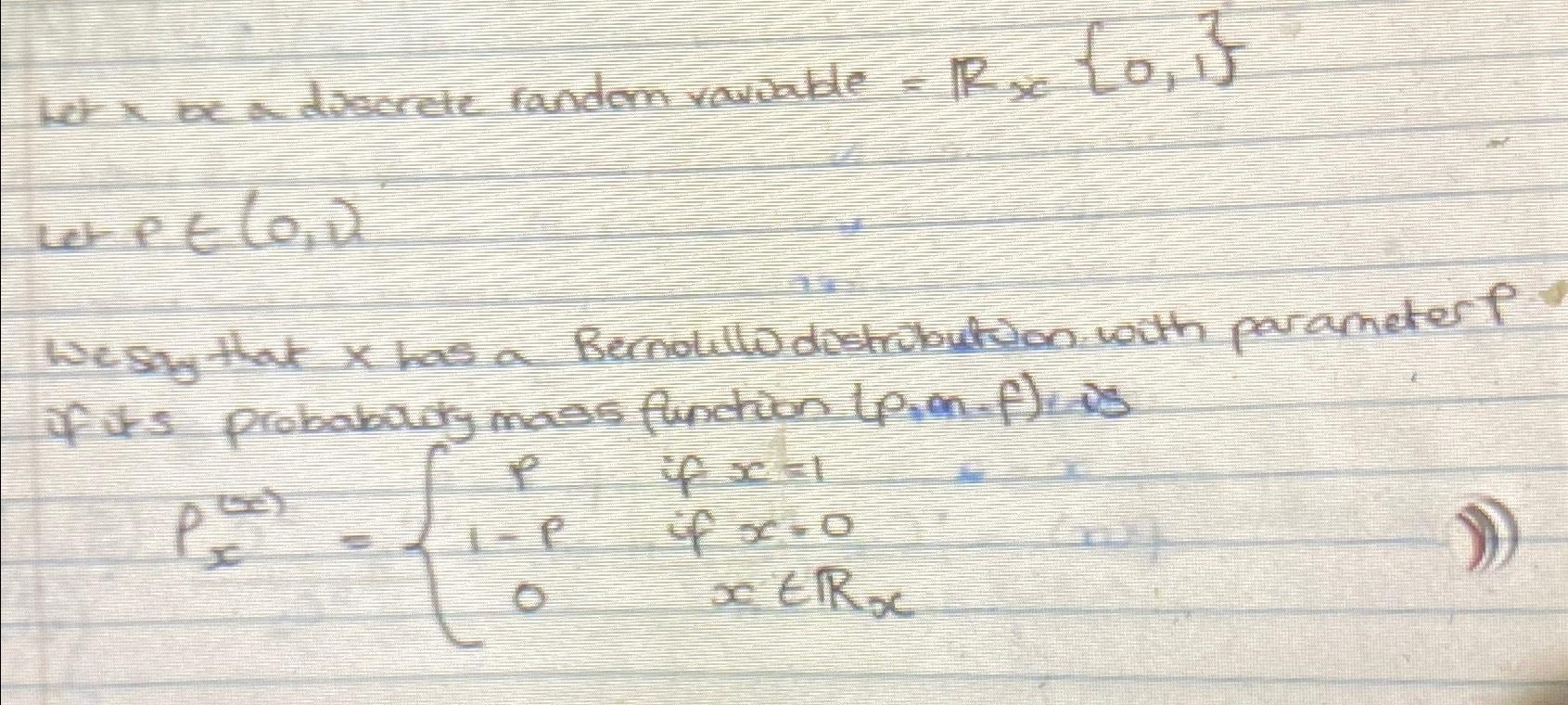 Let x ﻿be a discrete random variable =Rx {0,1}Let | Chegg.com