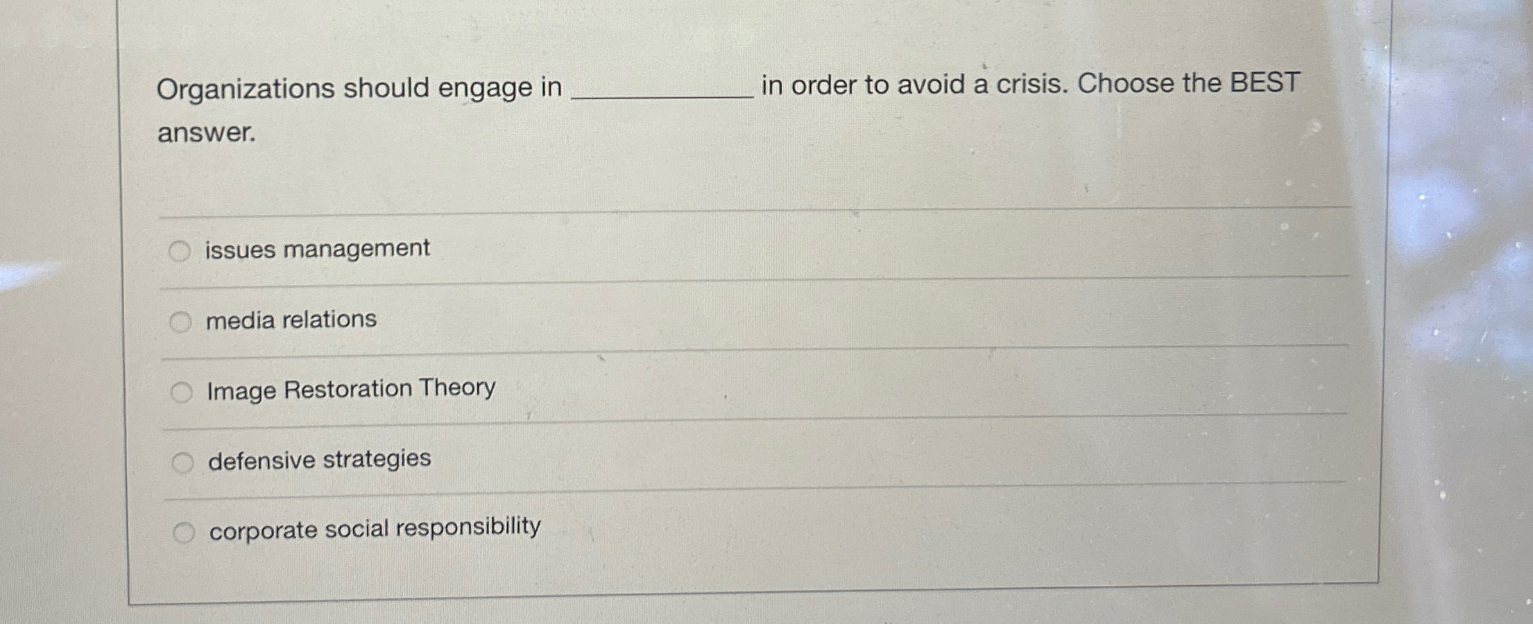 Solved Organizations should engage in ﻿in order to avoid a | Chegg.com