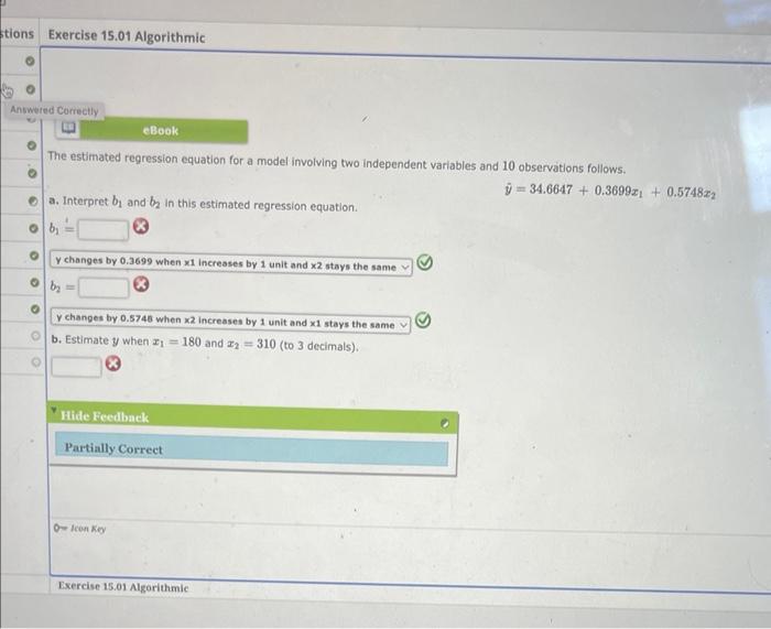 Solved The estimated regression equation for a model | Chegg.com