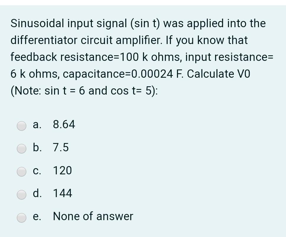 Solved Sinusoidal input signal (sin t) was applied into the | Chegg.com