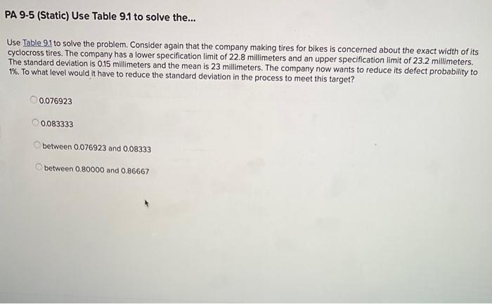 Solved Use Table 9.1 to solve the problem. Consider again | Chegg.com