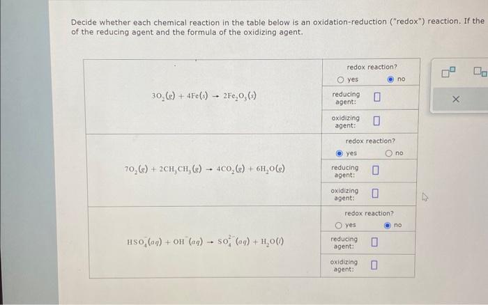 Solved Decide Whether Each Chemical Reaction In The Table