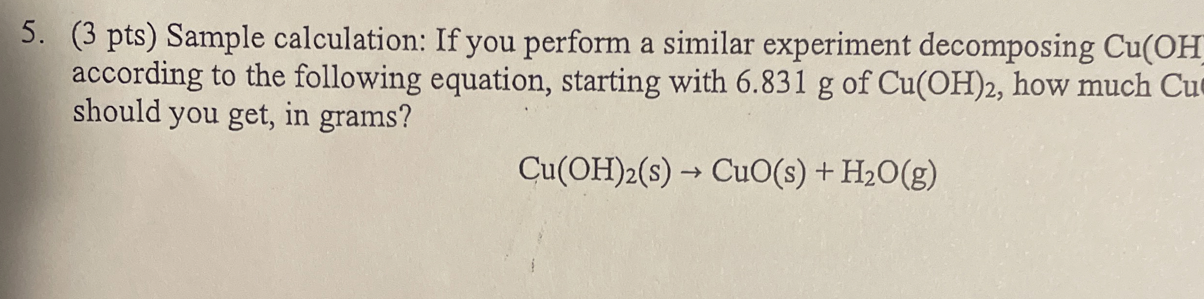 Solved (3 ﻿pts) ﻿Sample calculation: If you perform a | Chegg.com