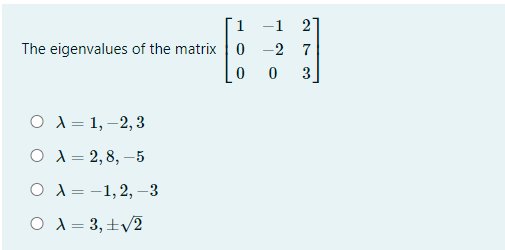 Solved The eigenvalues of the matrix | Chegg.com