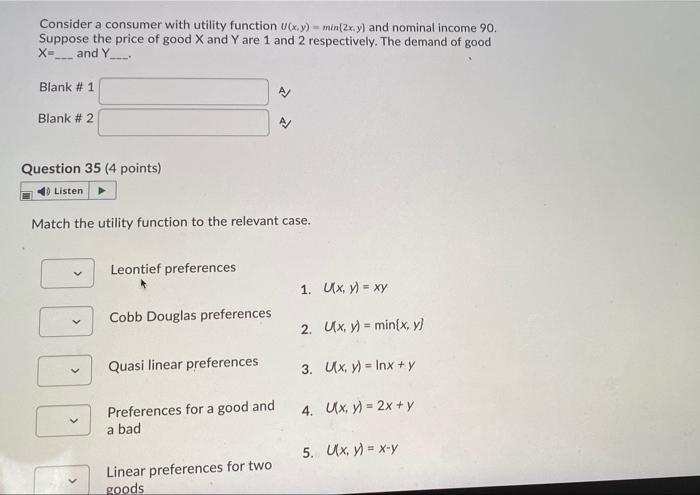 Solved Consider a consumer with utility function (x.y) - | Chegg.com