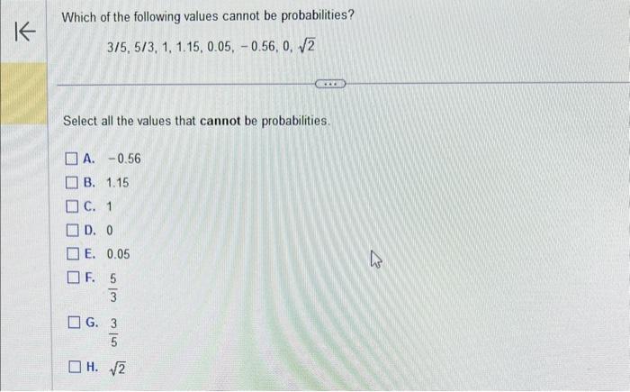 Solved Which of the following values cannot be | Chegg.com