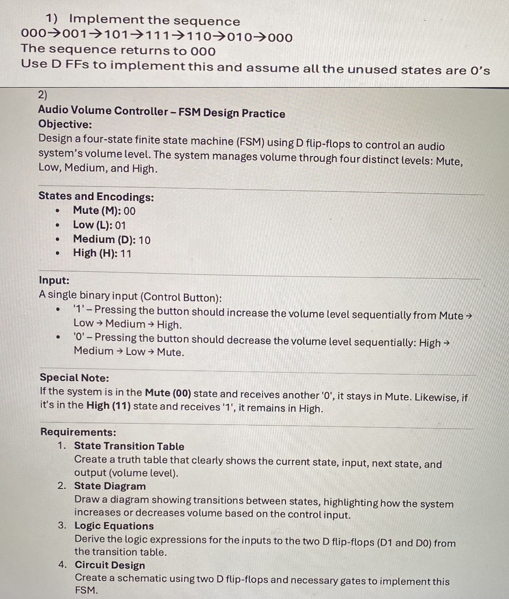 Solved Implement the sequence000→001→101→111→110→010→000The | Chegg.com
