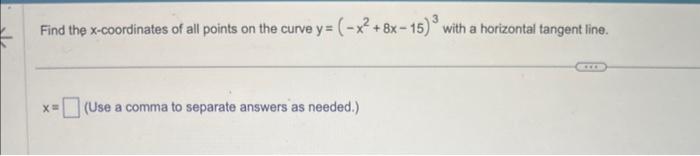 Solved Find the x-coordinates of all points on the curve | Chegg.com