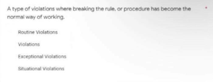 Solved A type of violations where breaking the rule, or | Chegg.com