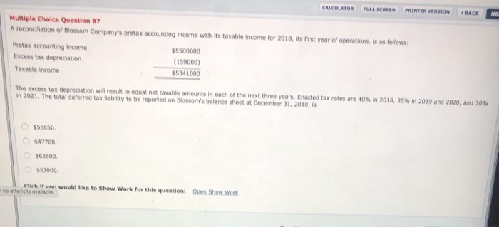 Solved CALCULATOR FULL SCREEN PRINTER VERSION BACK NE | Chegg.com