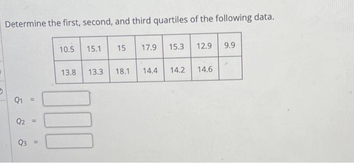 Solved Determine the first, second, and third quartiles of | Chegg.com