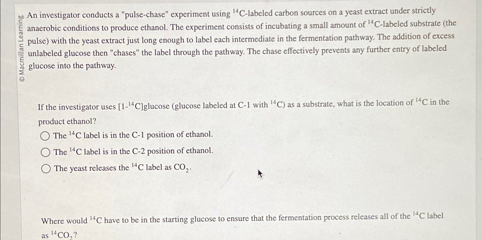 Solved An investigator conducts a "pulse-chase" experiment | Chegg.com