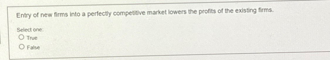 Solved Entry of new firms into a perfectly competitive | Chegg.com