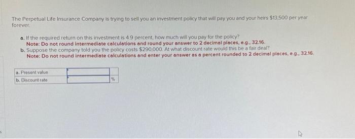 Solved The Perpetual Life Insurance Company is trying to | Chegg.com