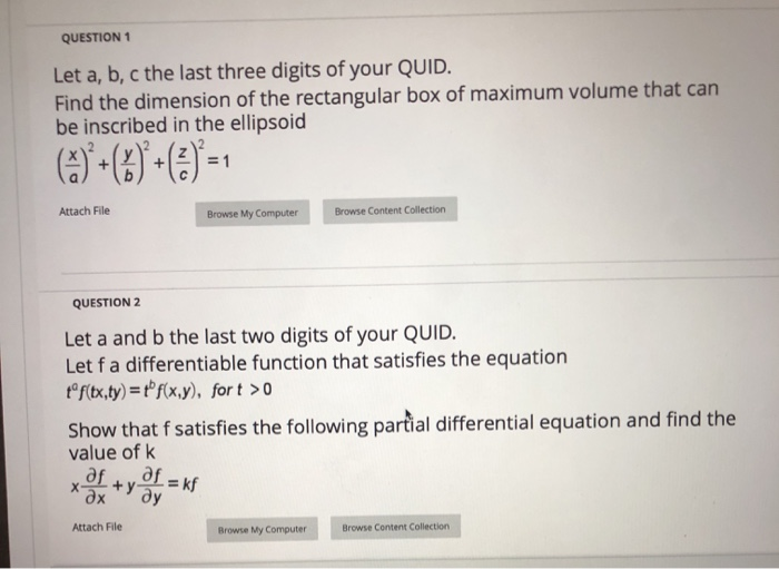 Solved QUESTION 1 Let a, b, c the last three digits of your | Chegg.com