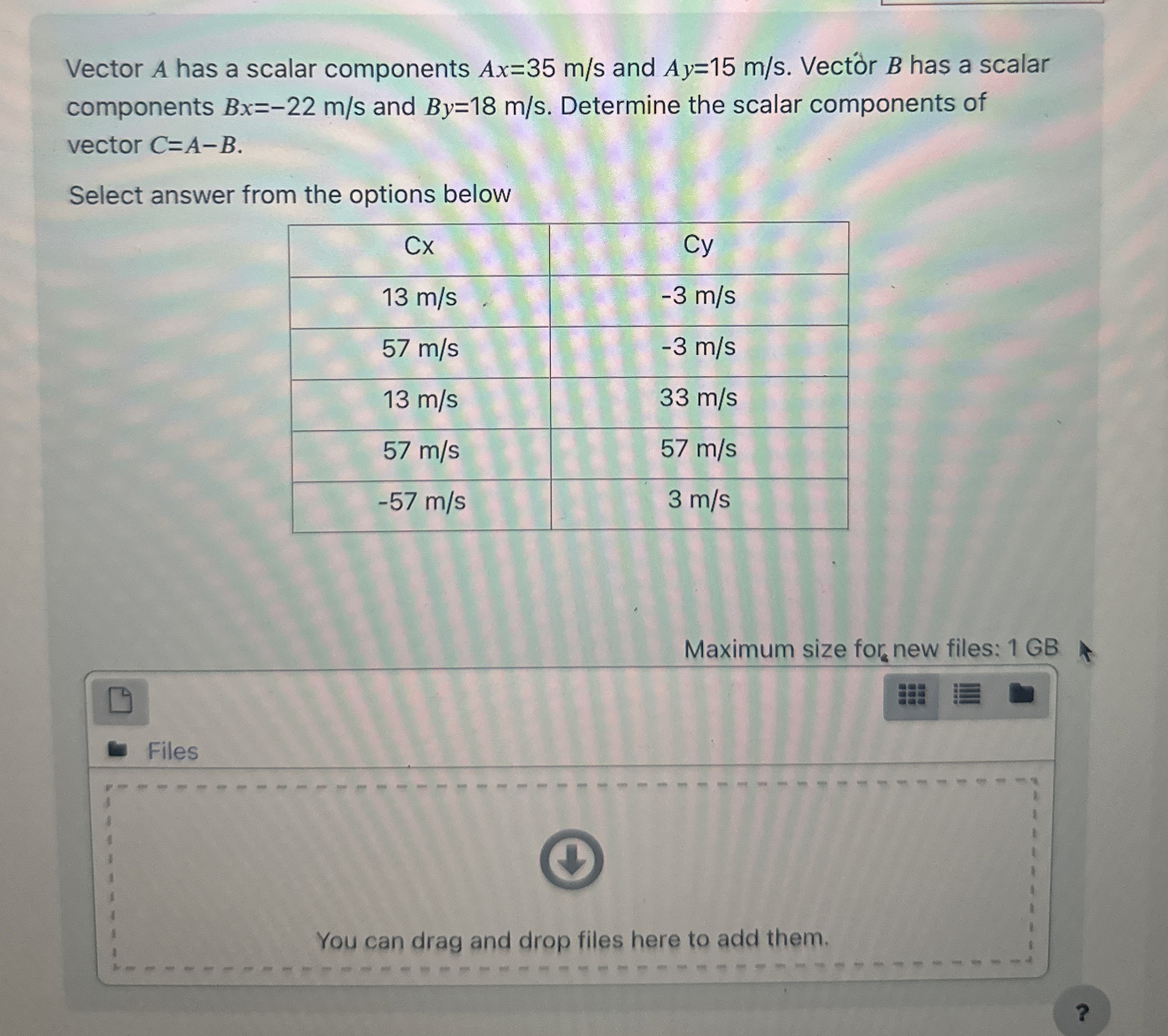 Solved Vector A has a scalar components Ax=35ms ﻿and | Chegg.com