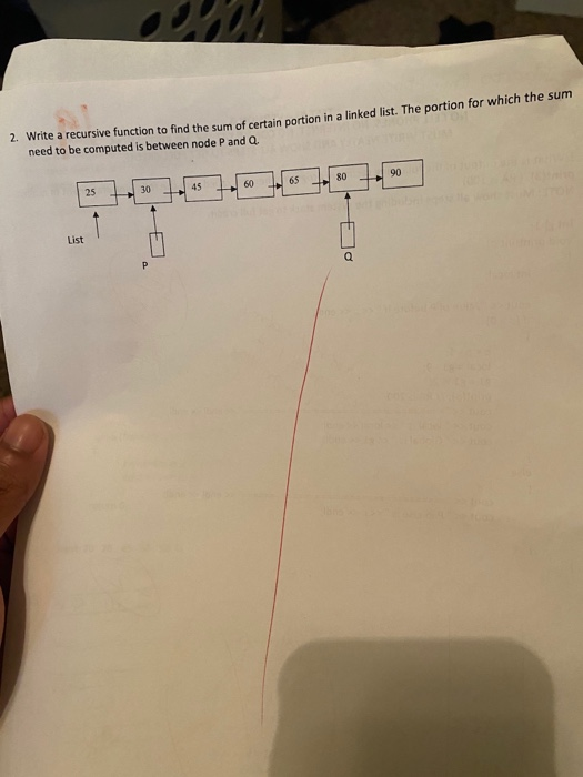 Solved 2. Write a recursive function to find the sum of | Chegg.com