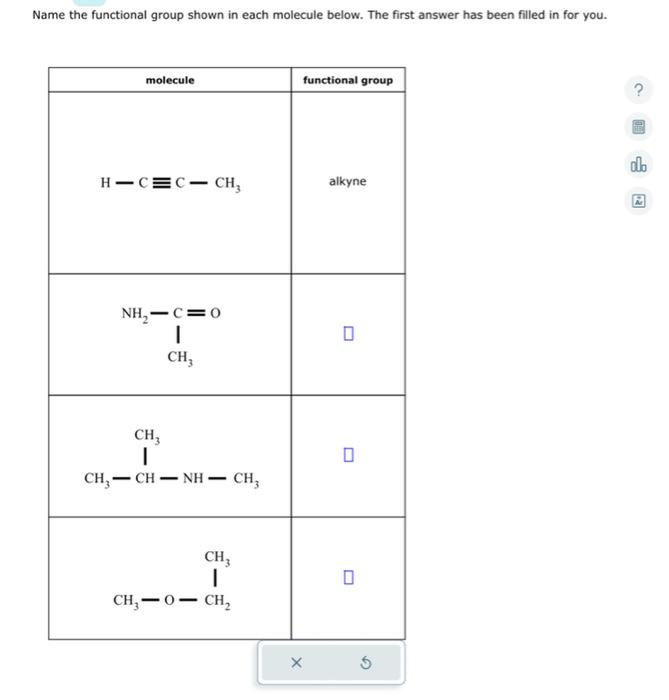 Solved Name the functional group shown in each molecule | Chegg.com