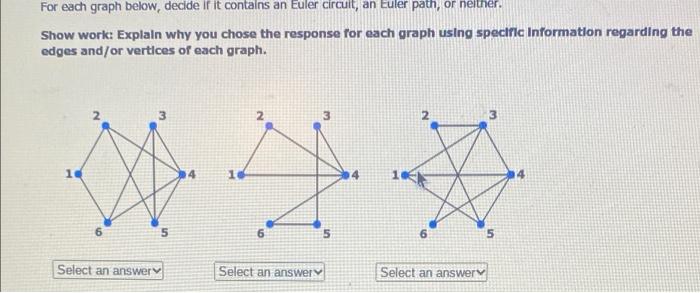 Solved For each graph below, decide if it contains an Euler | Chegg.com
