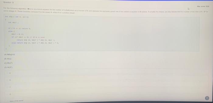 Solved For the following algorithm, find a recurrence | Chegg.com