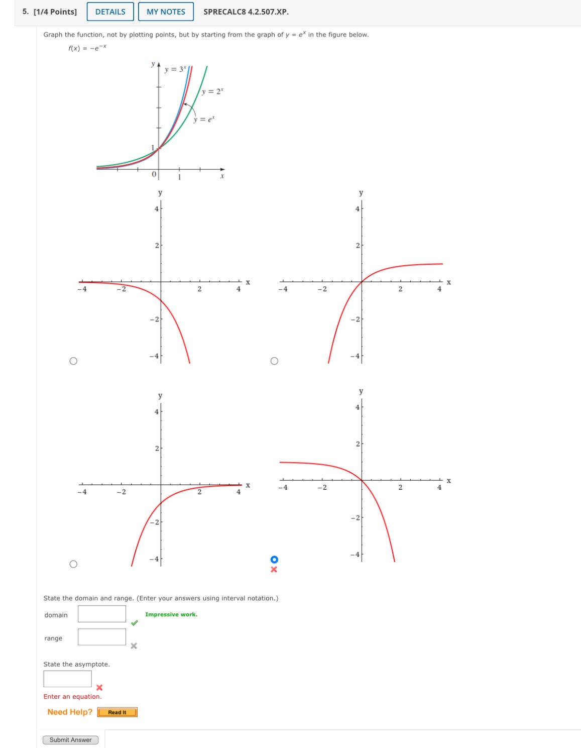 Solved [1/4 ﻿Points]SPRECALC8 4.2.507.XP.Graph the function, | Chegg.com