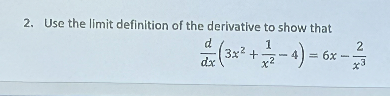 Solved Use the limit definition of the derivative to show | Chegg.com